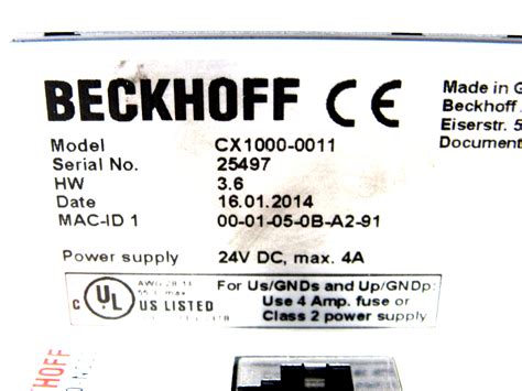USED BECKHOFF CX CPU MODULE CX SB Industrial Supply