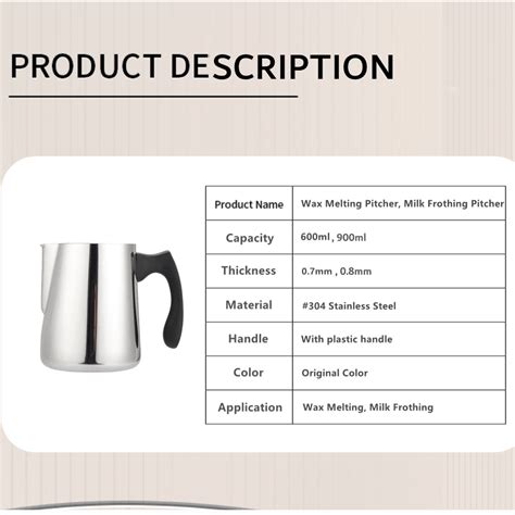 1pc 600ml 900ml Durable Stainless Steel Wax Melting Pitcher Inner