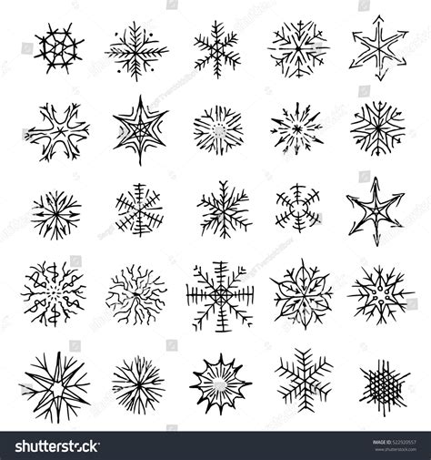 Many Different Shapes Snowflakes Drawn By Stock Vector Royalty Free 522920557 Shutterstock