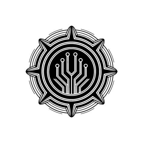 Tech Circuitry Compass Minimalist Black White 66718892 Vector Art At