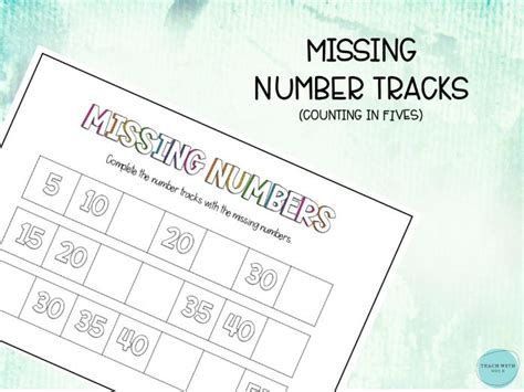 Missing Number Tracks Counting In 5s Teaching Resources