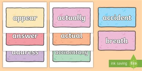 Year And Common Exception Words On Multicoloured Bricks Year And