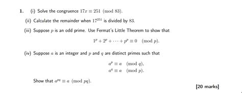 Modular Arithemtic Can Anyone Help Solve For Part 3 And 4 R Maths
