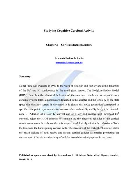 PDF Studying Cognitive Cerebral Activity Chapter Cortical Electrophysiology