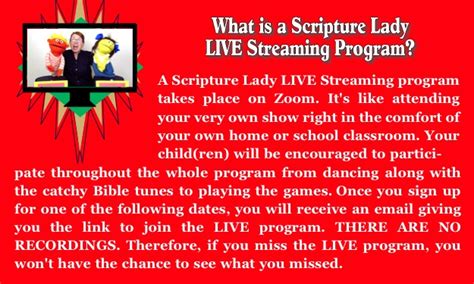 Post Live Streaming Program Description Pic New The Scripture Lady