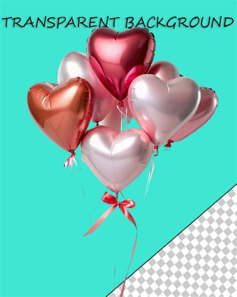 투명한 배경에 고립 된 현실적인 빨간색 3d 심장 풍선 공기 헬 풍선 프리미엄 Ai 생성 Psd