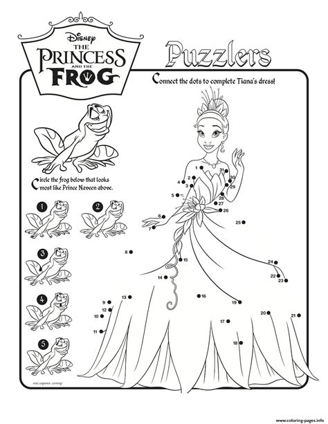 Disney Princess Frog Puzzlers Activity Sheet Coloring Page Printable