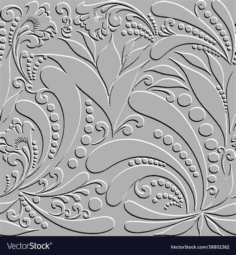 Floral Embossed Paisley 3d Seamless Pattern Vector Image