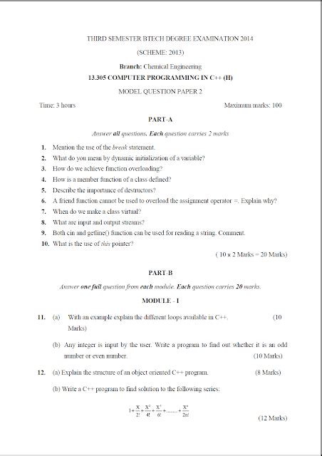 Kerala University B Tech Computer Programming In C H