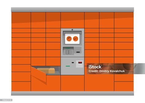 Loker Paket Otomatis Dengan Terminal Dan Kotak Surat Ilustrasi Stok