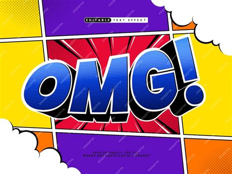 Premium Vector | Comic editable text effect omg