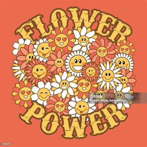 Retro Poster With Slogan Flower Power Stock Illustration Download