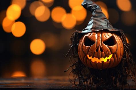 Premium Ai Image Pumpkin Head And Spider Web Quintessential Halloween