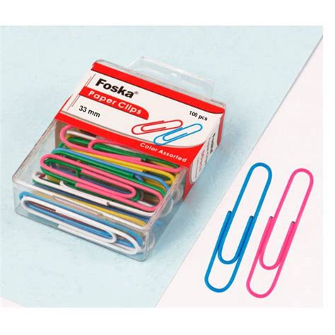 Foska® Vinyl Coated Paper Clip 33mm Stationery Online Kw
