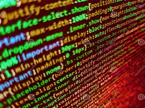 Programmer Working On Computer Screen Simple Website Html Code With Colourful Tags In Browser