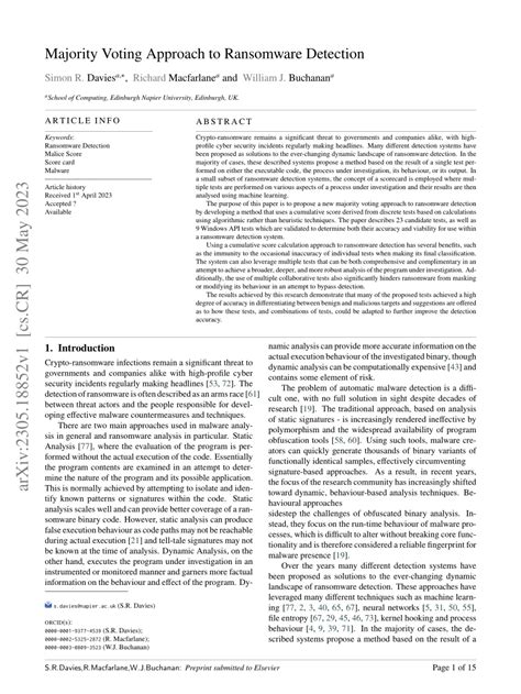 Pdf Majority Voting Approach To Ransomware Detection