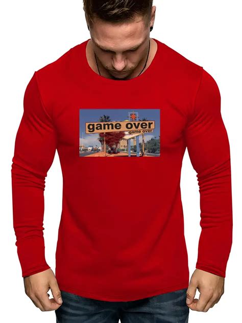 플러스 사이즈 프린트 남성 캐주얼 스트리트 그래픽 긴팔 티셔츠 스트레치 크루넥 루즈 Temu Korea