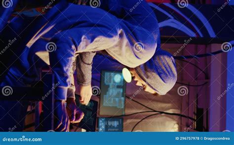 vertical video hackers gaining unauthorized access stock footage