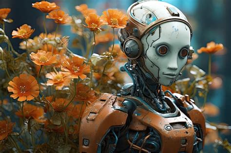 Premium Ai Image A Robot With A Flower
