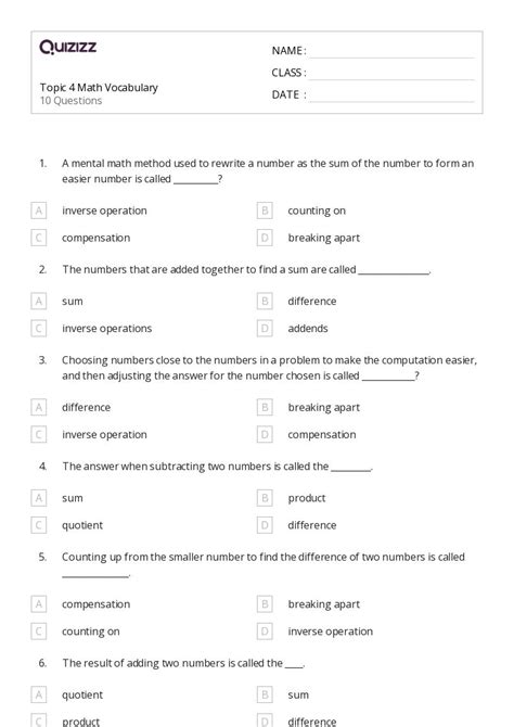50 Addition And Inverse Operations Worksheets For 4th Grade On Quizizz Free And Printable