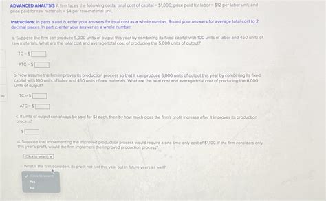 Solved Advanced Analysis A Firm Faces The Following Costs Total Cost