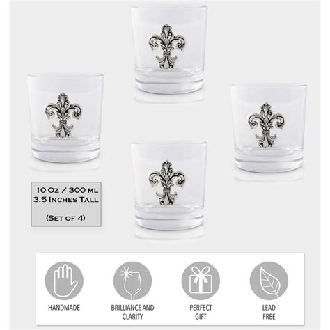 Arthur Court Designs 4 Piece Fleur De Lis Whiskey Glassware Set Wayfair