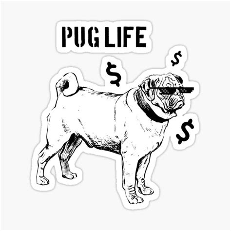 Pug Life Thug Life Funny Dog Design Sticker For Sale By Bluey32