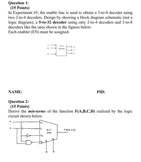 Solved Question 1 15 Points In Experiment 5 The Enable