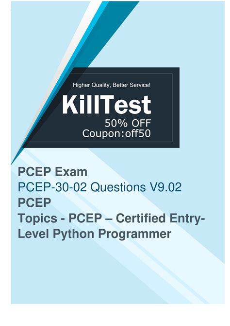 killtest python institute pcep 30 02 exam questions learn to
