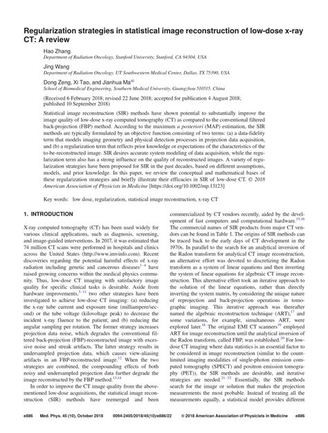 Pdf Regularization Strategies In Statistical Image Reconstruction Of Low Dose X Ray Ct A Review