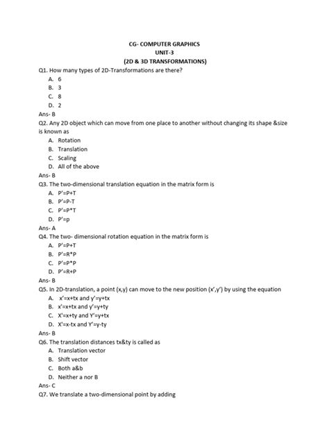 Computer Graphics Mcq Pdf