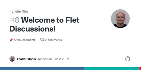 Welcome To Flet Discussions · Flet Dev Flet · Discussion 8 · Github