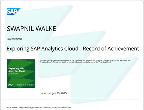 Sapanalyticscloud Saplearning Dataanalytics Achievement Swapnil