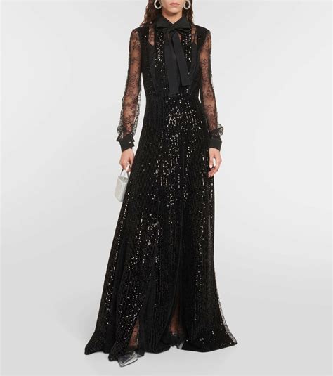 Elie Saab Sequined Tie Neck Gown Elie Saab