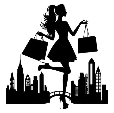 Premium Vector Shopping Girl Silhouette Vector Illustration