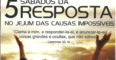 Jejum Das Causas ImpossÍveis Campinas 5 Sábados Da Resposta No Jejum