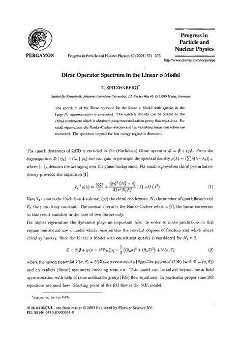 Pdf Dirac Operator Spectrum In The Linear σ Model Dokumentips