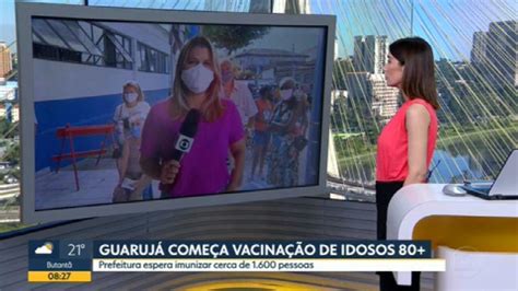 Guarujá começa a vacinar idosos mais de oitenta anos Bom dia SP G1