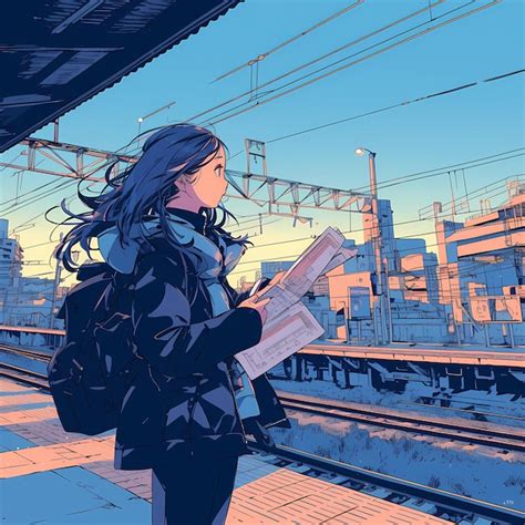 Premium Photo Anime Girl At Train Station 95 Characters