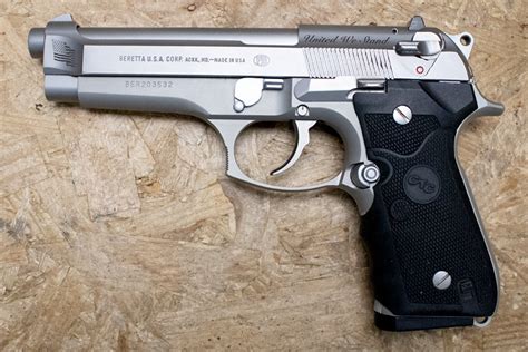 Beretta 92fs 9mm Police Trade In Pistol With Stainless Finish And