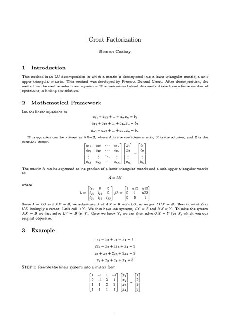 crout factorization v3 crout factorization bemsor caabay 1