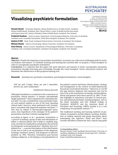 Pdf Visualizing Psychiatric Formulation