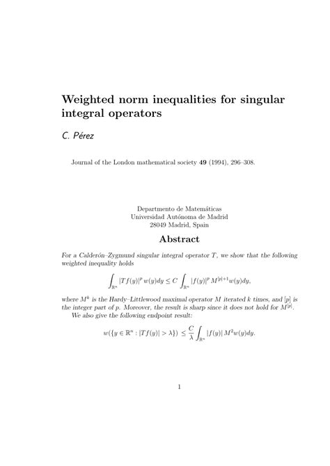 Pdf Weighted Norm Inequalities For Singular Integral Operators