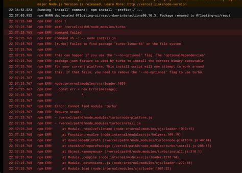 Turborepo V Throws Failed To Find Package Turbo Linux On The File System In