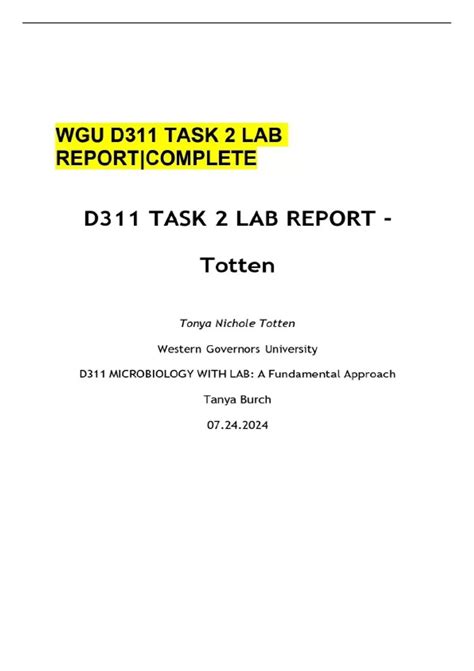 Wgu D311 Task 2 Lab Report Complete Microbiolo D311 Stuvia Us