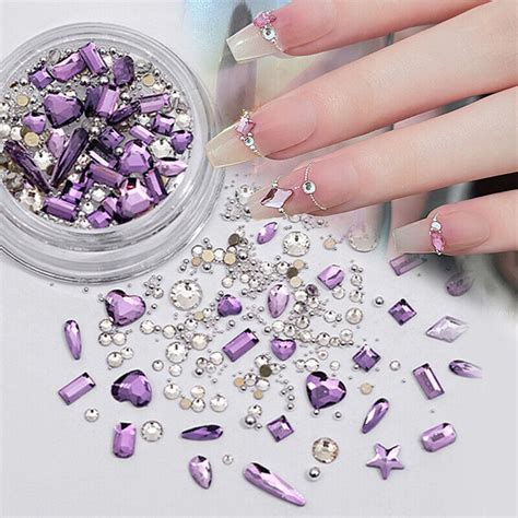 1Box Nail Art Rhinestones Glitter Diamond Crystal Mixed Gems 3D Decor