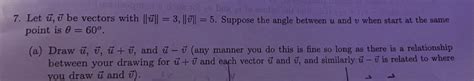 Solved Let Vector U Vector V Be Vectors With Chegg