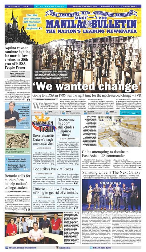 20160225 Philippines Manila Manilabulletin Thursday Feb 25 2016