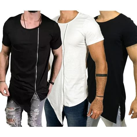 Camisas Longline Masculina Swag Lateral Ziper Oversized Shopee Brasil
