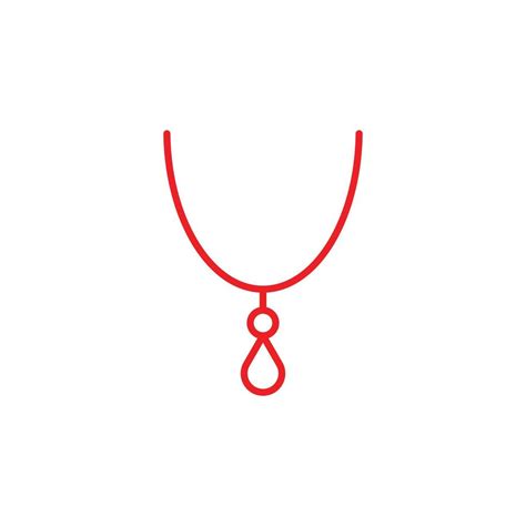 Eps10 Red Vector Necklace Or Pendant Line Art Icon Isolated On White